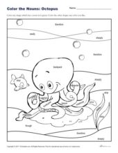 Color the Octopus | Printable Nouns Classroom Activity