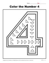 Color the Number 4 | Preschool Number Worksheet