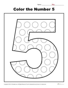 Color the Number 5 | Preschool Number Worksheet