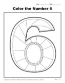 Color the Number 6 | Preschool Number Worksheet