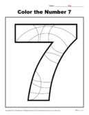 Color the Number 7 | Preschool Number Worksheet
