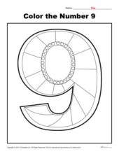 Color the Number 9 | Preschool Number Worksheet