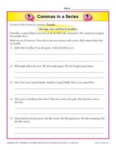 Commas in a Series | Comma Worksheets