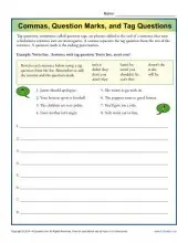 Commas, Question Marks, and Tag Questions | Punctuation Worksheets