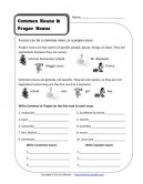 Common and Proper Nouns | 1st Grade Noun Worksheet