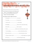 Allowed vs. Aloud Worksheet | Commonly Confused Words