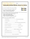 Coarse vs Course Worksheet | Commonly Confused Words