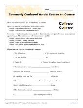Coarse vs Course Worksheet | Commonly Confused Words