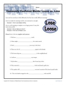 Loose vs. Lose Worksheet | Easily Confused Words