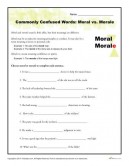 Moral vs. Morale Worksheet | Commonly Confused Words
