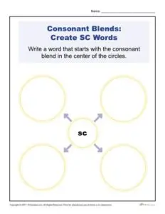 Consonant Blends Worksheets | SC Words