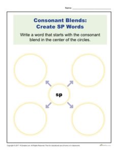 Consonant Blends Worksheets | SP Words
