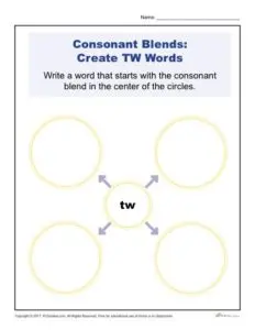 Consonant Blends Worksheets | TW Words
