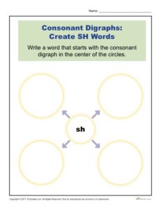 Consonant Digraph Worksheets | SH Words
