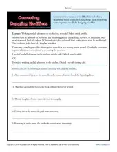 Modifiers | Misplaced, Dangling, Changing | Worksheets