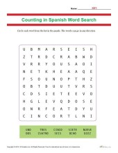 Hispanic Heritage | Counting in Spanish Word Search Activity for Kids