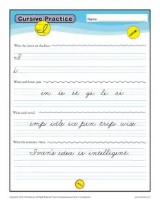 Cursive I - Letter I Worksheets for Handwriting Practice