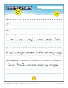 Cursive M - Letter M Worksheets for Handwriting Practice