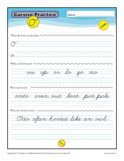 Cursive O Letter O Worksheets For Handwriting Practice