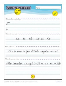 Cursive T - Letter T Worksheets for Handwriting Practice