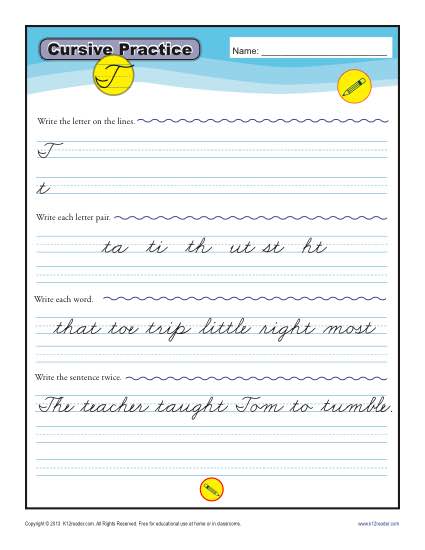 Cursive T Letter T Worksheets For Handwriting Practice Cursive T Letter T Worksheets For Handwriting Practice