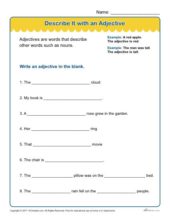 Describe it With an Adjective | Printable Parts of Speech Activity