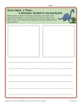 Kindergarten Writing Prompt - A Dinosaur Landed in My Backyard