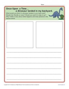 Kindergarten Writing Prompt - A Dinosaur Landed in My Backyard