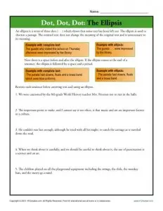Dot, Dot, Dot: The Ellipsis | Punctuation Worksheets