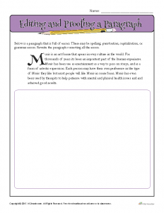 Editing and Proofing Worksheets | Writing Activities