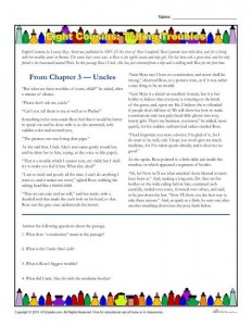Eight Cousins: Telling Troubles | Reading Comprehension Worksheets