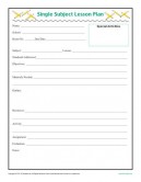 Daily SIngle Subject Lesson Plan Template - Elementary
