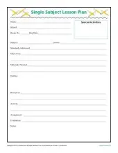 Daily SIngle Subject Lesson Plan Template - Elementary
