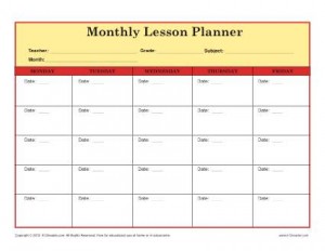 Elementary Lesson Plan Template for Teachers - monthly