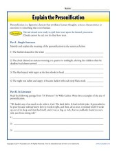 Personification Worksheets | Figurative Language Practice Activities