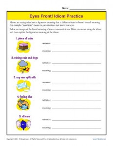 Eyes Front! Idiom Practice | 4th and 5th Grade Worksheets