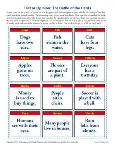 Fact and Opinion Worksheet Activities