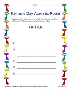 Printable Father's Day Acrostic Poem Activity