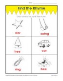 Rhyming Words Worksheet for Kindergarten - Find the Rhyme - Phonics