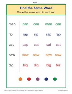 Match the Same Words Phonics Worksheet
