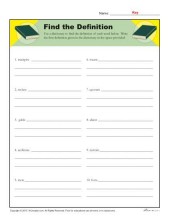 Dictionary Skills Worksheets | Find the Definition