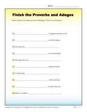 Proverbs and Adages Worksheets | Vocabulary