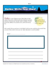 Haiku: Write Your Own! | Poetry Worksheets