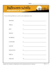 Alphabetical Order Halloween Words | Printable Holiday Activity for 2nd ...