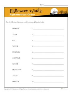 Alphabetical Order Halloween Words | Printable Holiday Activity for 2nd ...