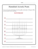 Hannukkah Acrostic Poem | Printable 2nd - 4th Grade Writing Activity