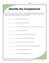 Parts of a Sentence Worksheets
