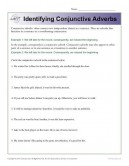 Identifying Conjunctive Adverbs | Conjunction Worksheets