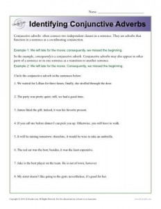 Identifying Conjunctive Adverbs | Conjunction Worksheets