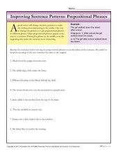 Sentence Patterns | Printable Worksheet Activities